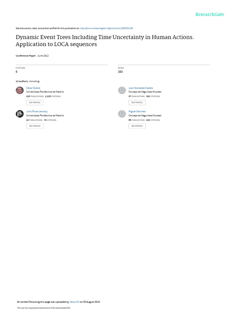 Dynamic Event Tree Application Full Spectrum LOCA | PDF | Simulation ...