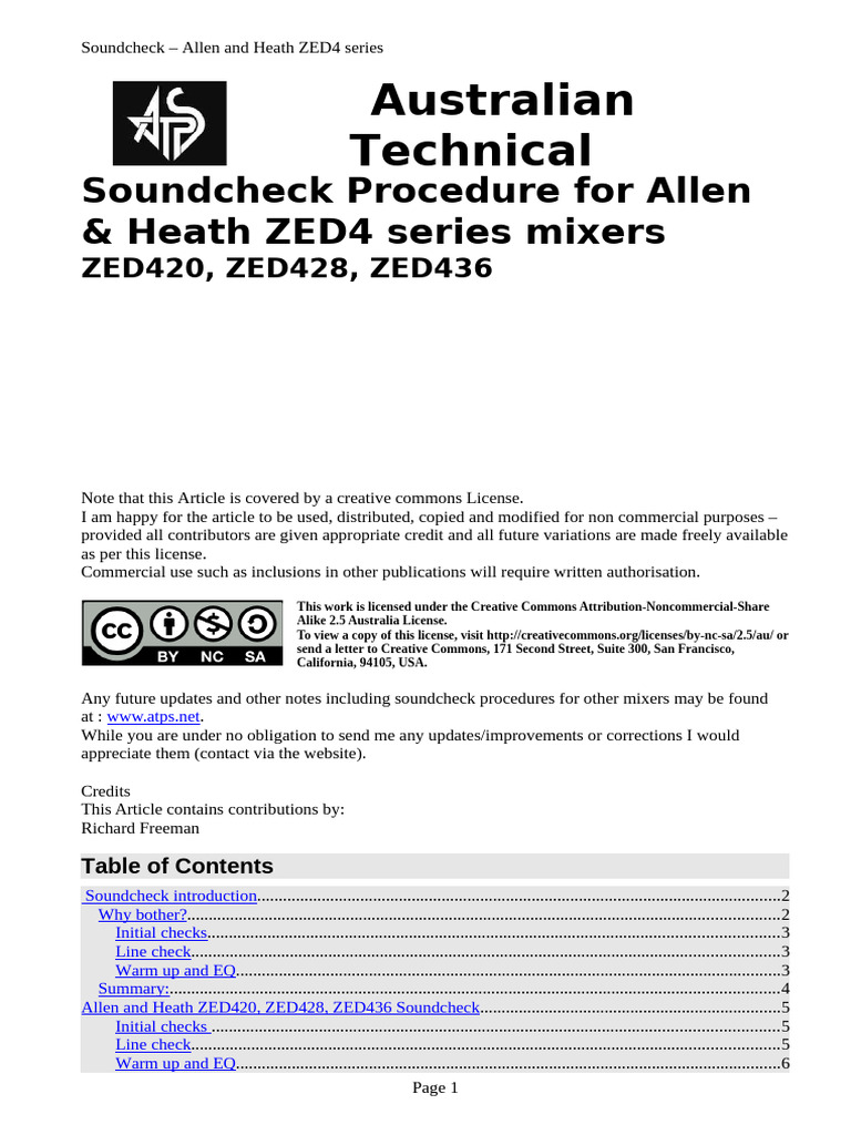 Soundcheck A&h ZED4 | PDF | Signal Processing | Sound Production