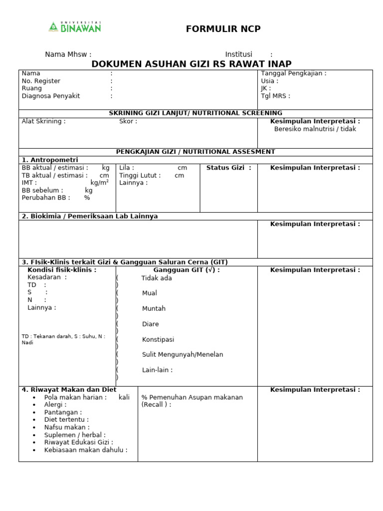 Formulir NCP Pendek | PDF