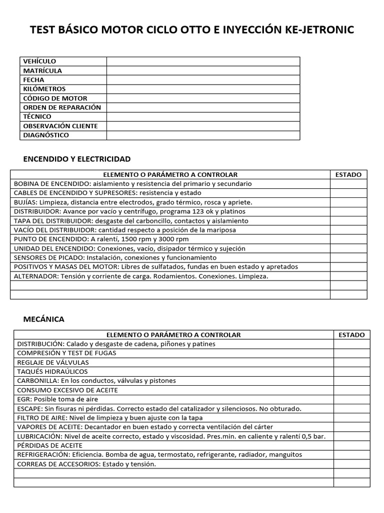 Test Motor Ke-Jetronic | PDF | Distribuidor | Inyección de combustible