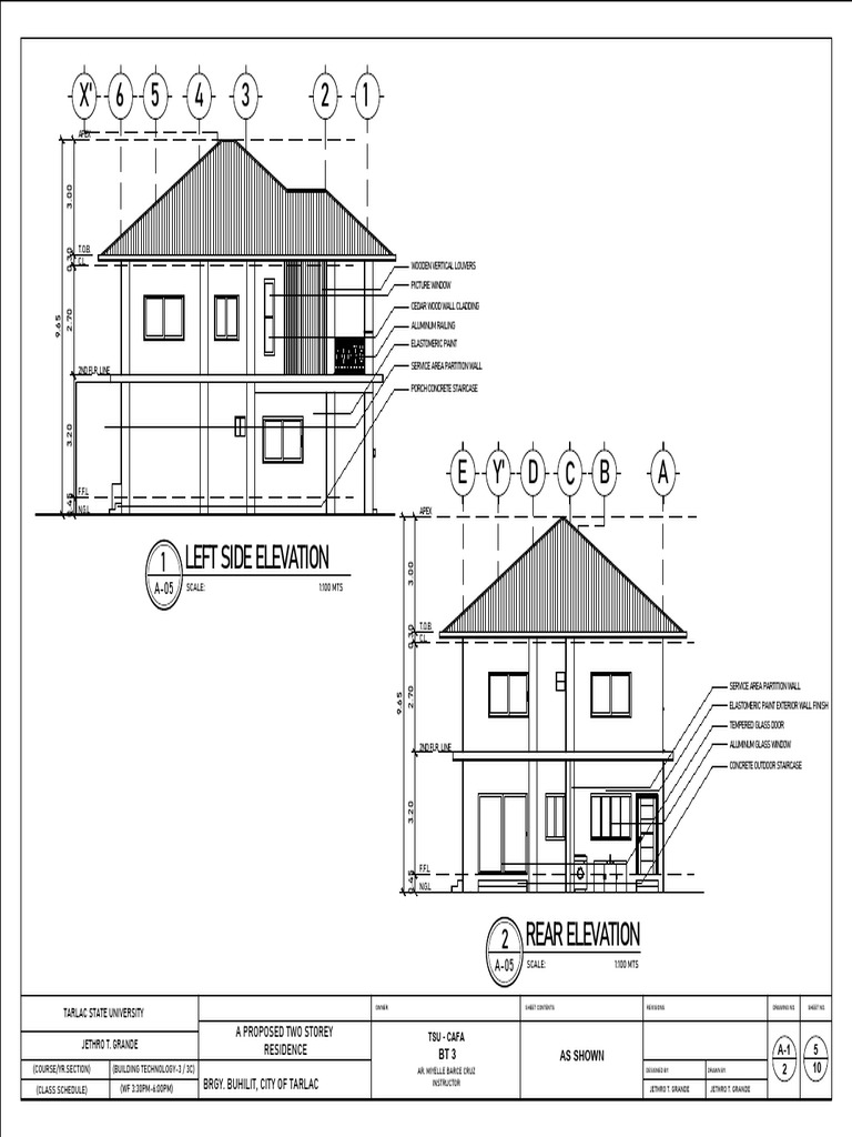 TWO-STOREY HOUSE (Left and Right Side Elevation) | PDF | Structural ...