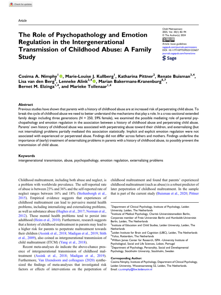Nimphy Et Al 2024 The Role of Psychopathology and Emotion Regulation in ...