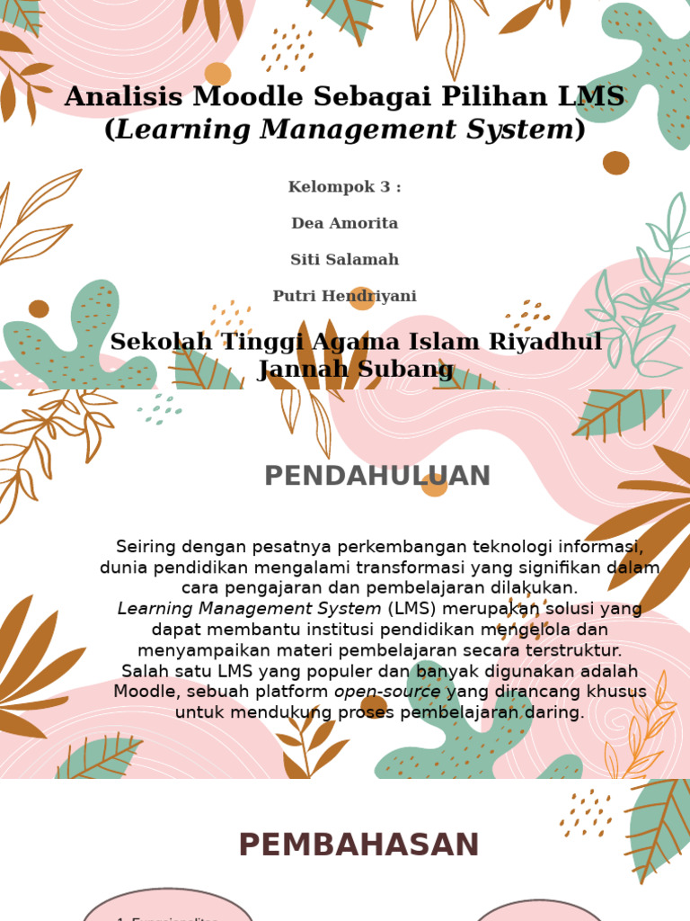 Pertemuan 5 - PAI 7 - Analisis Aplikasi Moodle Sebagai Pilihan LMS - Kelompok 3 | PDF