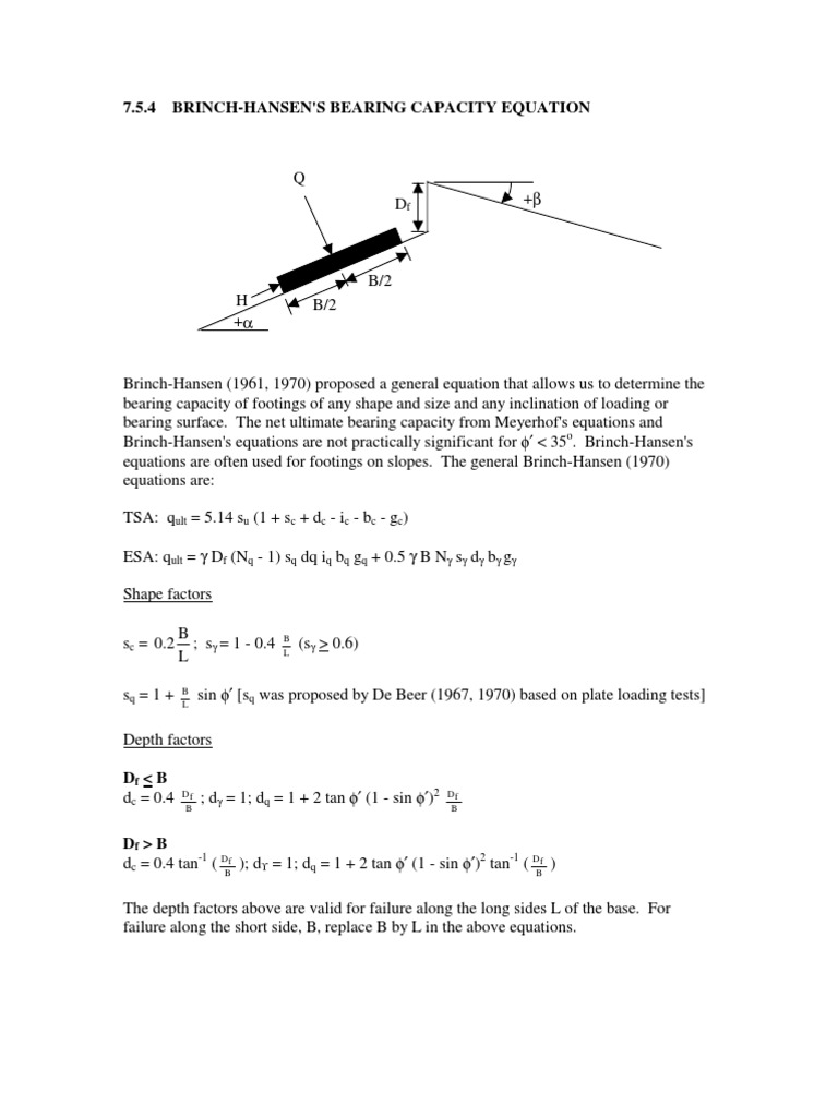 Brinch-Hansen Bearing Capacity Factors | PDF | Teaching Methods & Materials