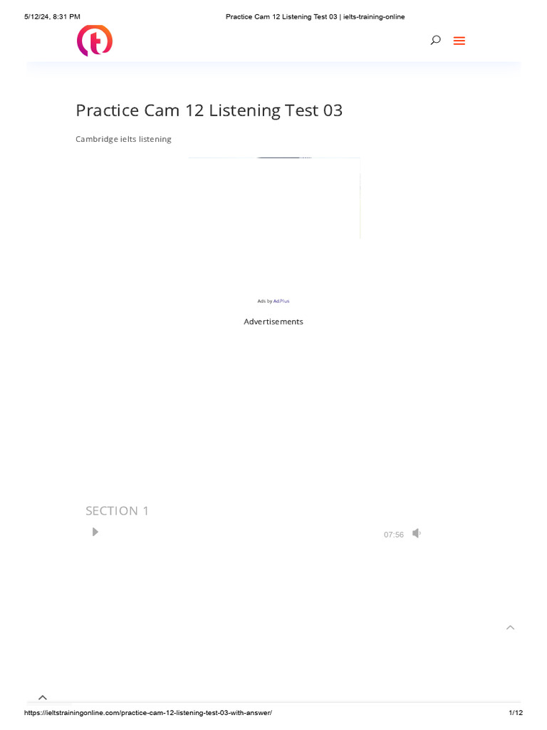 Cambridge 12 Listening Test 3 Practice | PDF | International English ...