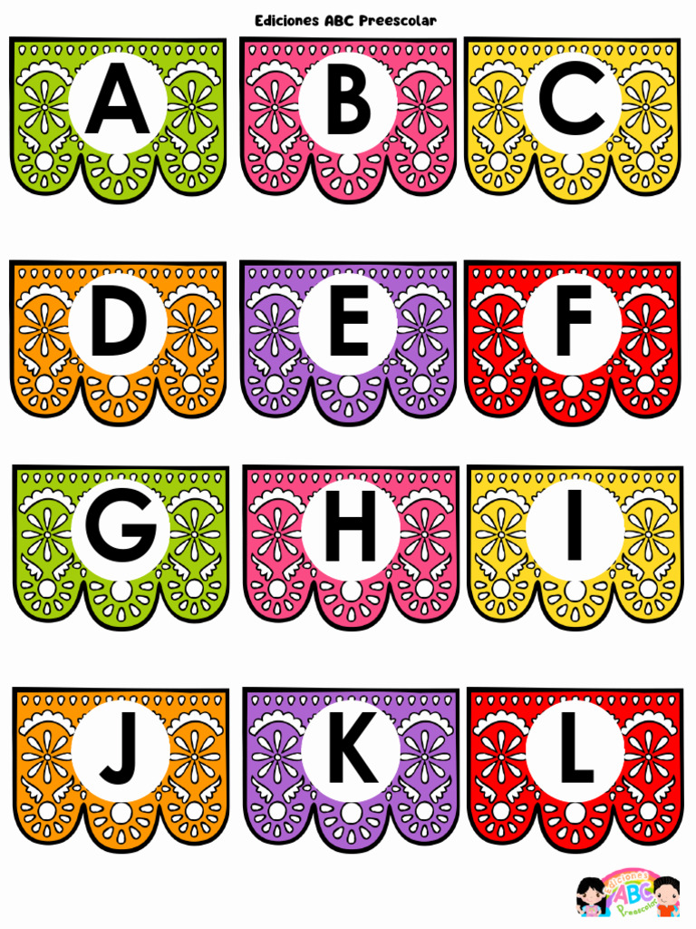 Letras Abecedario en Papel Picado | PDF