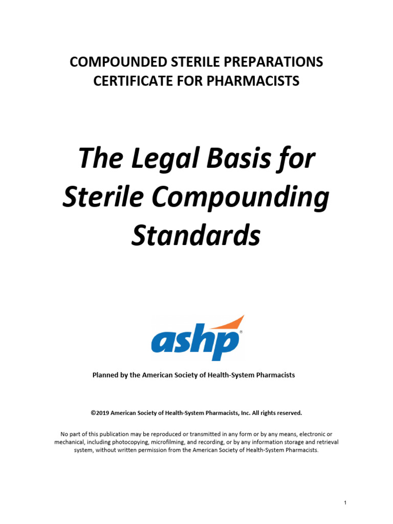 Sterile Compounding Standards for Pharmacists | PDF | Pharmacology ...
