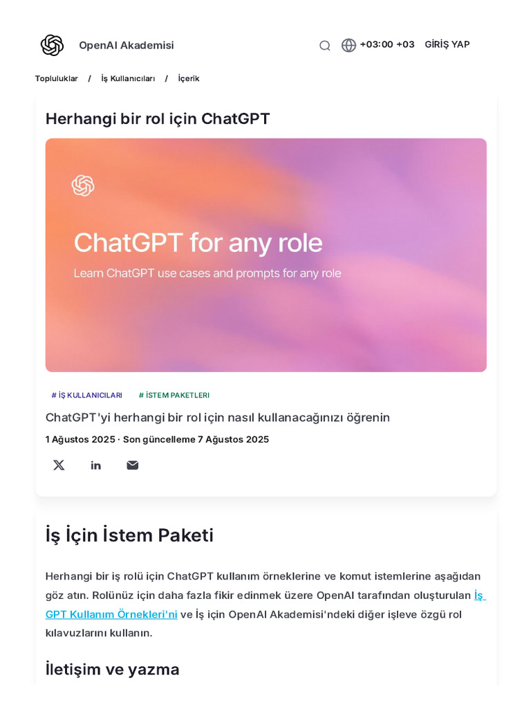 ChatGPT For Any Role - Resource - OpenAI Academy | PDF