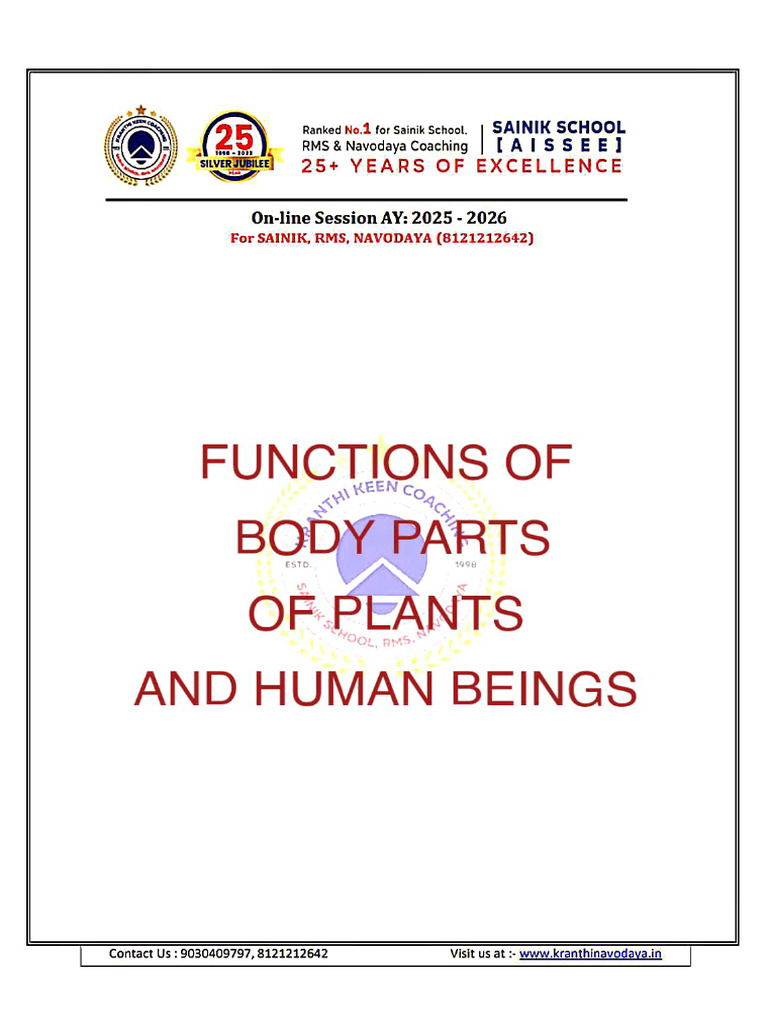 Function of Body Parts and Human Beings PDF | PDF