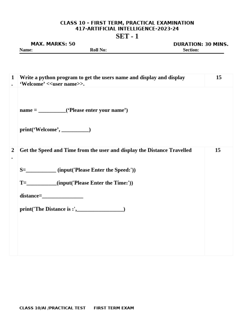 Ai - Term1 Practical Exam | PDF | Python (Programming Language) | Computer Programming