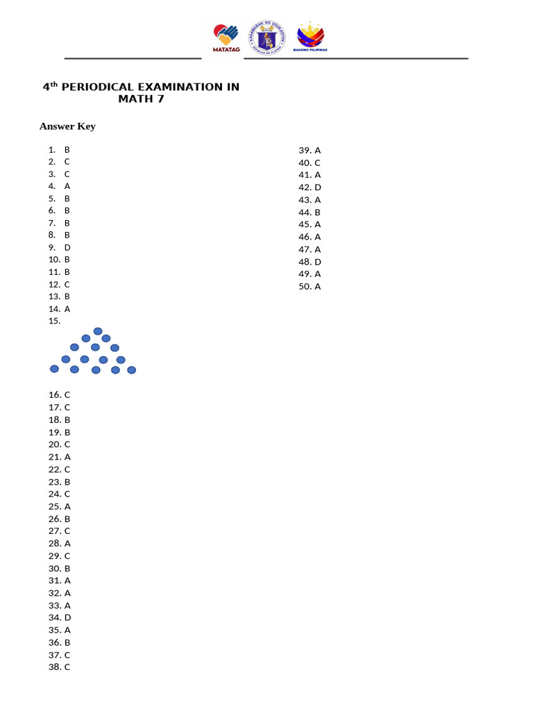 Math 7 Periodical Exam Answer Key | PDF