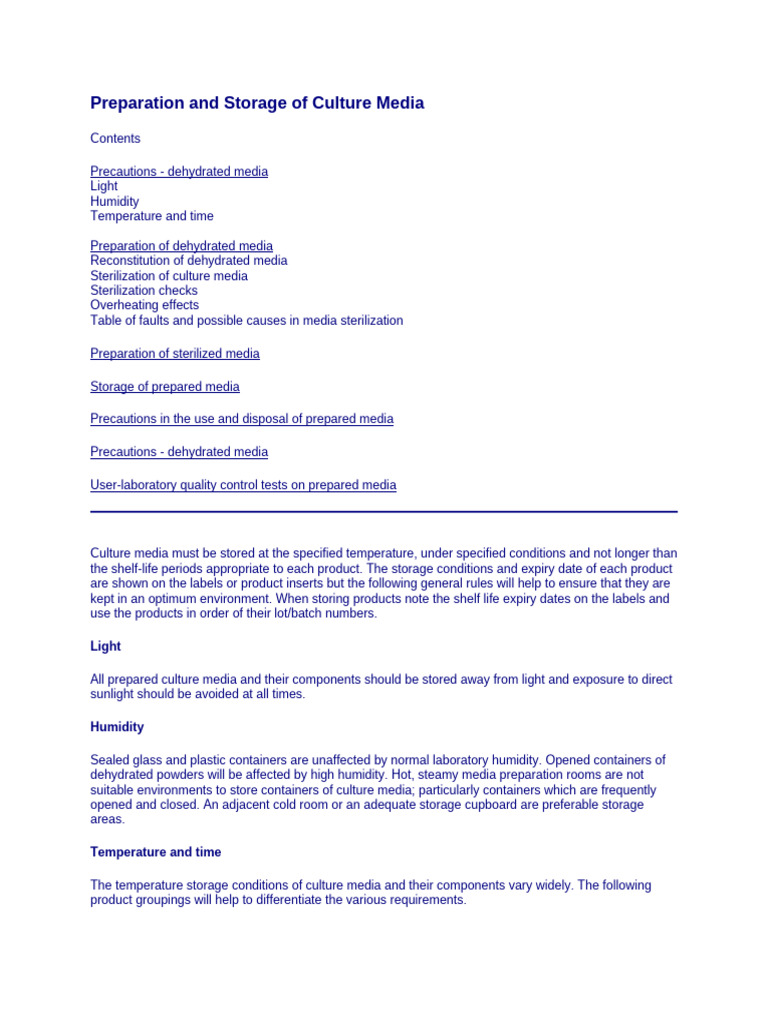 Agar Preparation and Storage of Culture Media | PDF | Sterilization ...