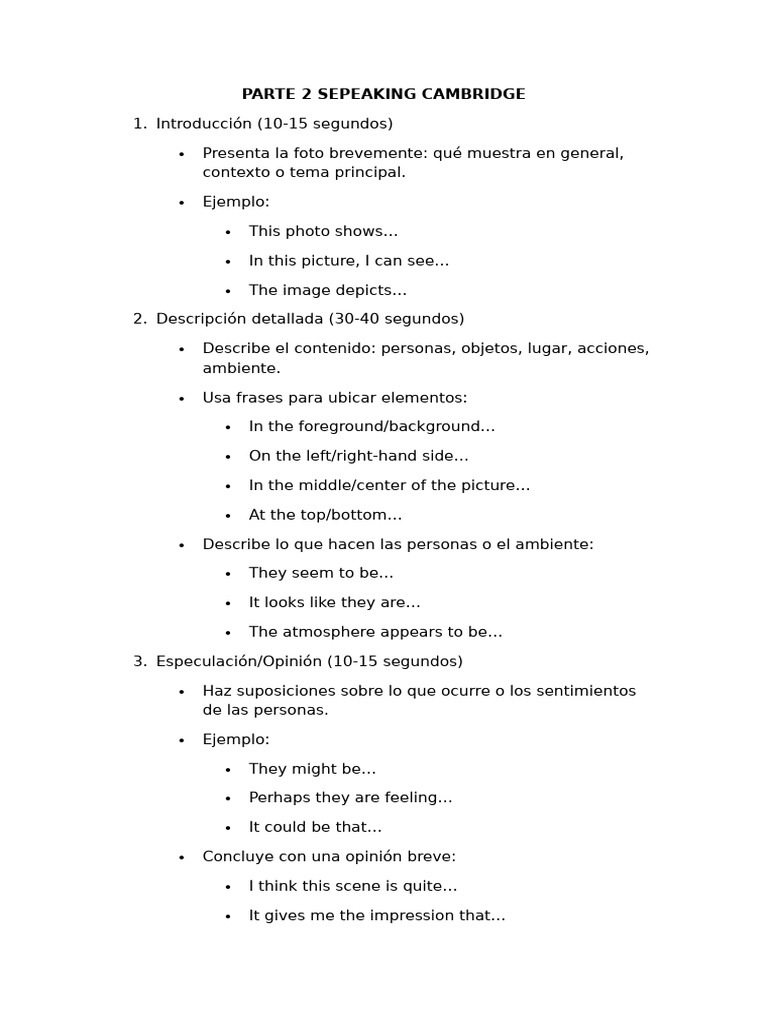Photo Description Techniques for Speaking | PDF