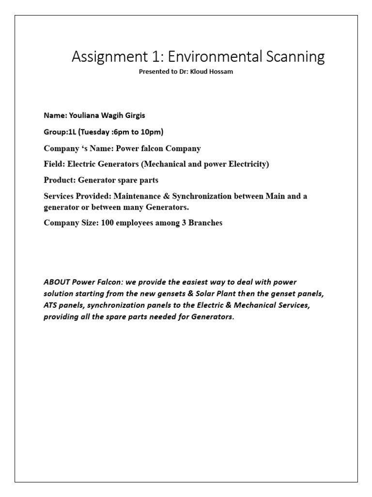 Assignment 1 Environmental Scanning Pdf Economies Business