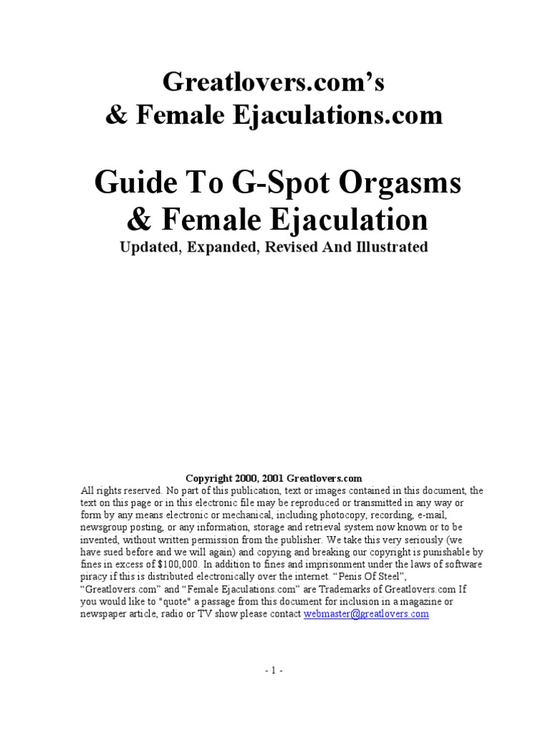Guide To G Spot Orgasms And Female Ejaculation Pdf Orgasm Ejaculation