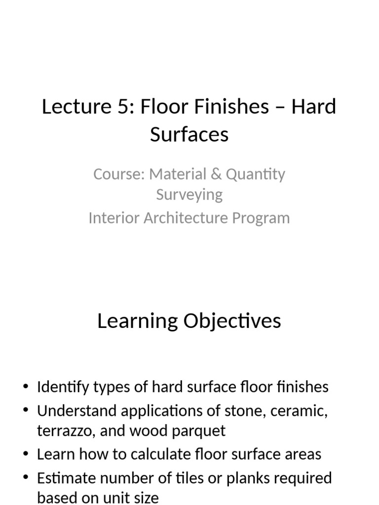 Lecture5 Floor Finishes Hard Surfaces | PDF