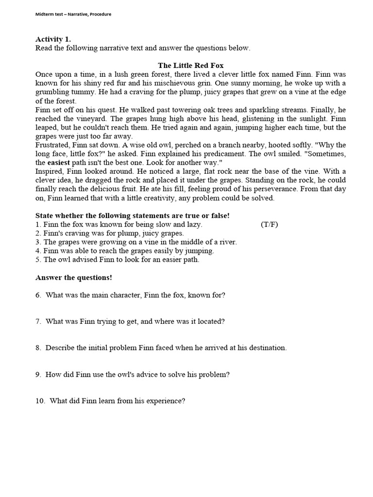 Worksheet Narrative - Procedure | PDF | Foods | Cuisine