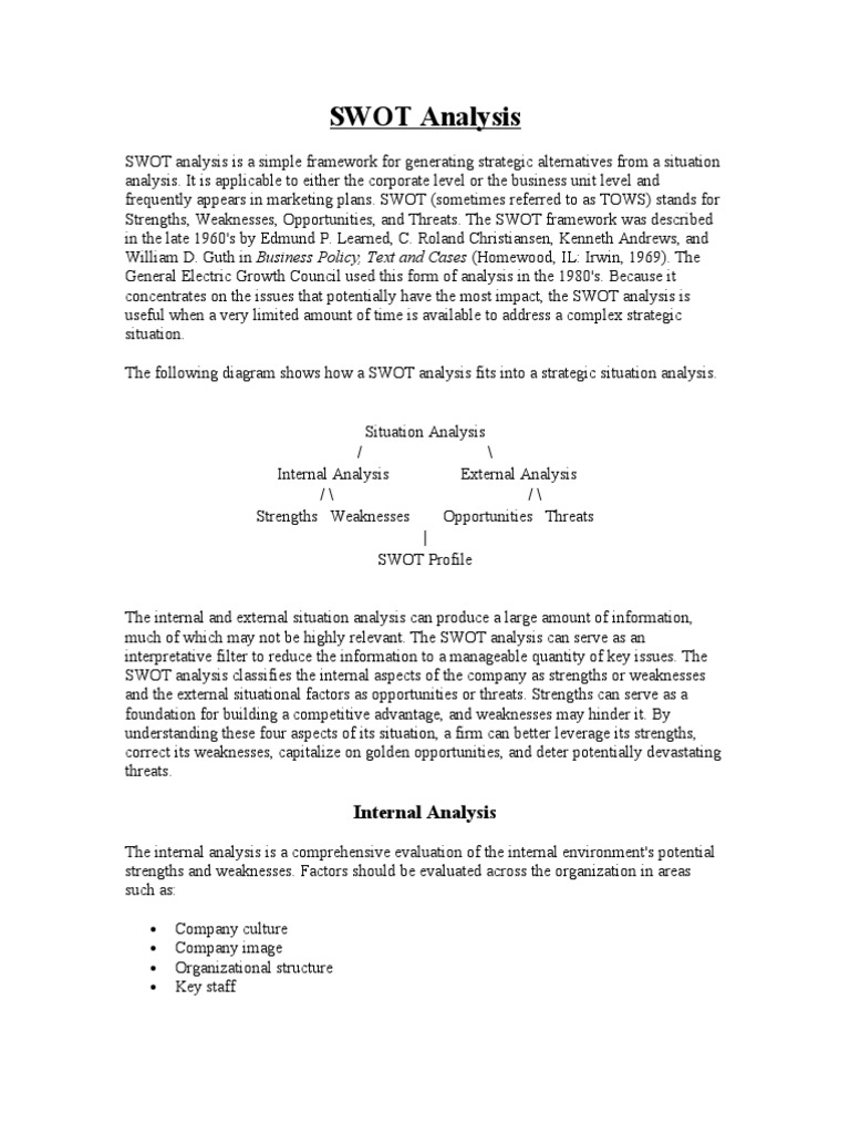 SWOT Analysis | PDF | Swot Analysis | Economics