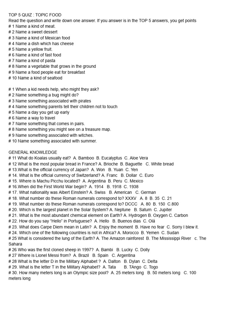 Welcome Back To School Eso Top 5 Quiz September | PDF | Astronomy ...