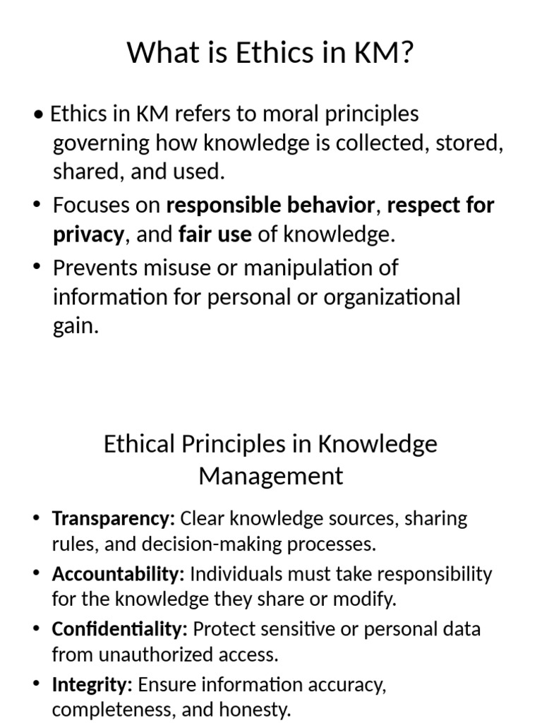 Ethics in Knowledge Management Explained | PDF | Artificial ...