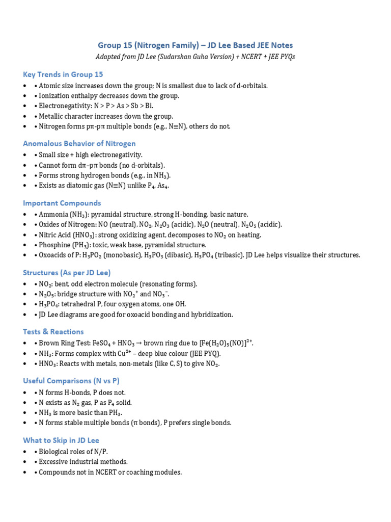 JD Lee Group15 JEE Notes | PDF
