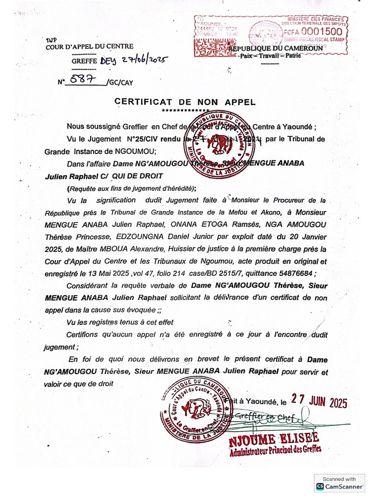 Certificat de Non Appel | PDF