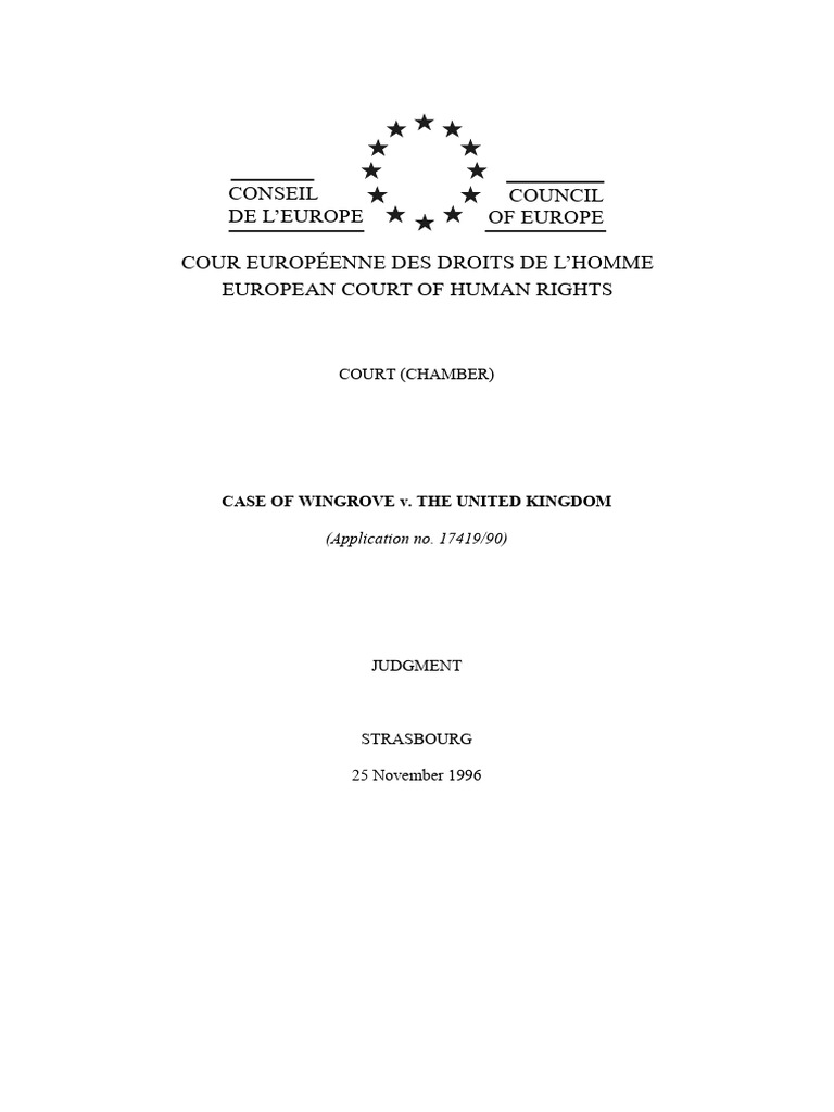 Case of Wingrove v. The United Kingdom | PDF | Blasphemy | Justice