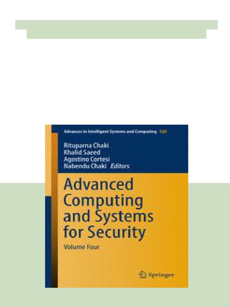Advanced Computing and Systems for Security Volume Four 1st Edition ...