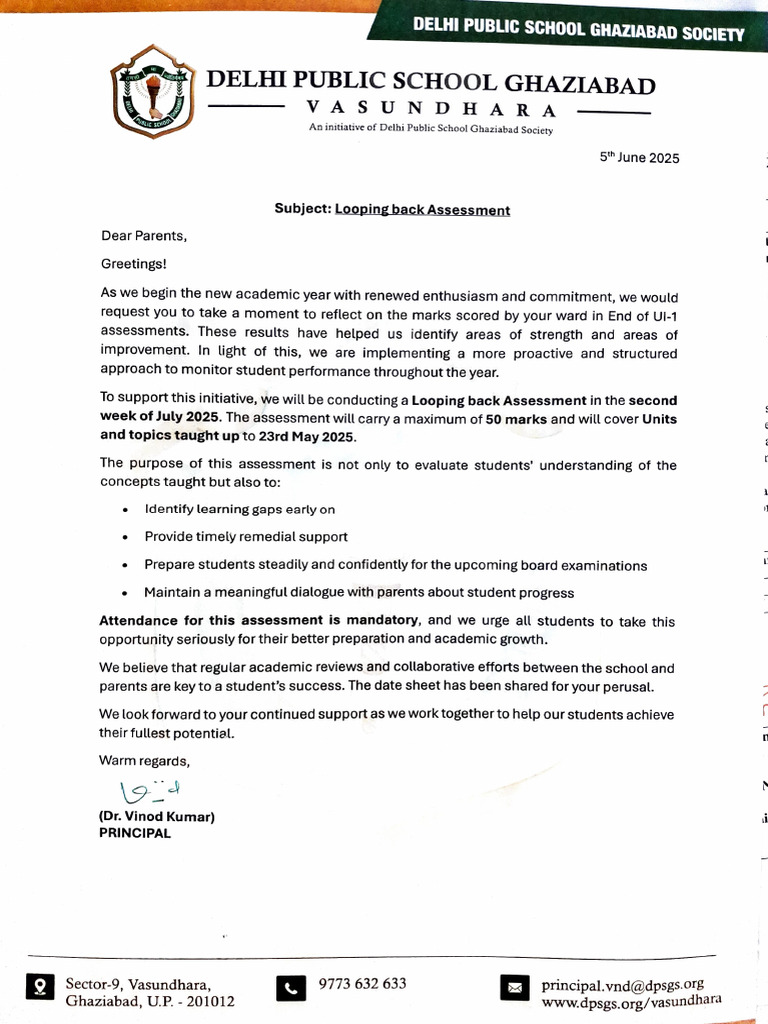 Looping Back Assessment Announcement | PDF