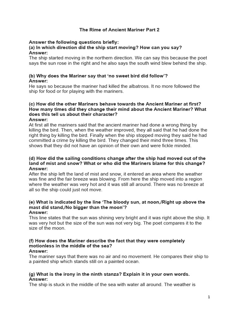 Q-A-The Rime of Ancient Mariner Part 2 | PDF