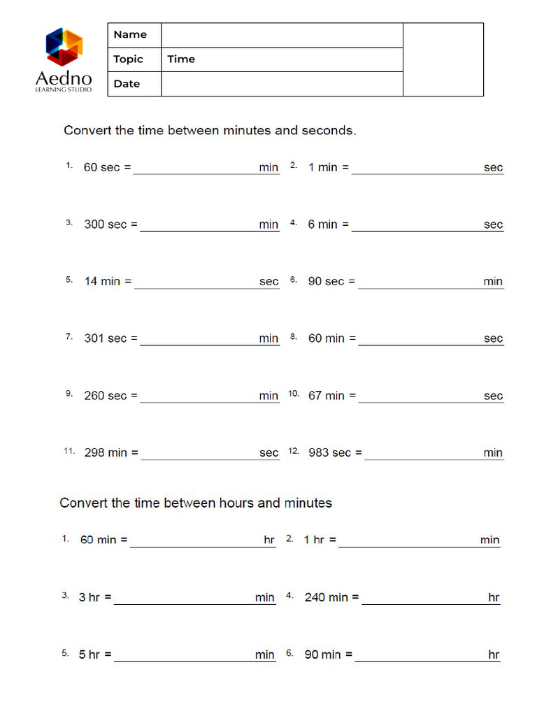 P6 Time Worksheet | PDF