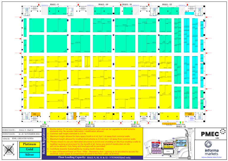 PMEC 2024 Hall 9 - Hall 12 Floor Plan - External (18.04.2024) | PDF