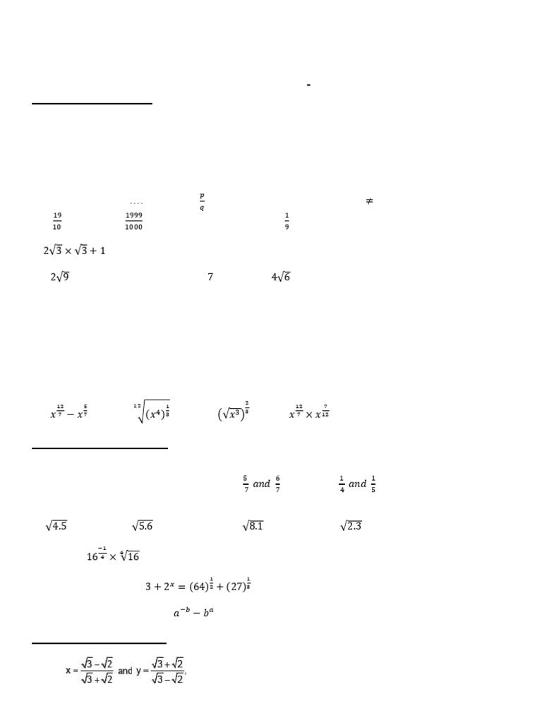 Maths Class 9 Practice Worksheet | PDF | Numbers | Rational Number