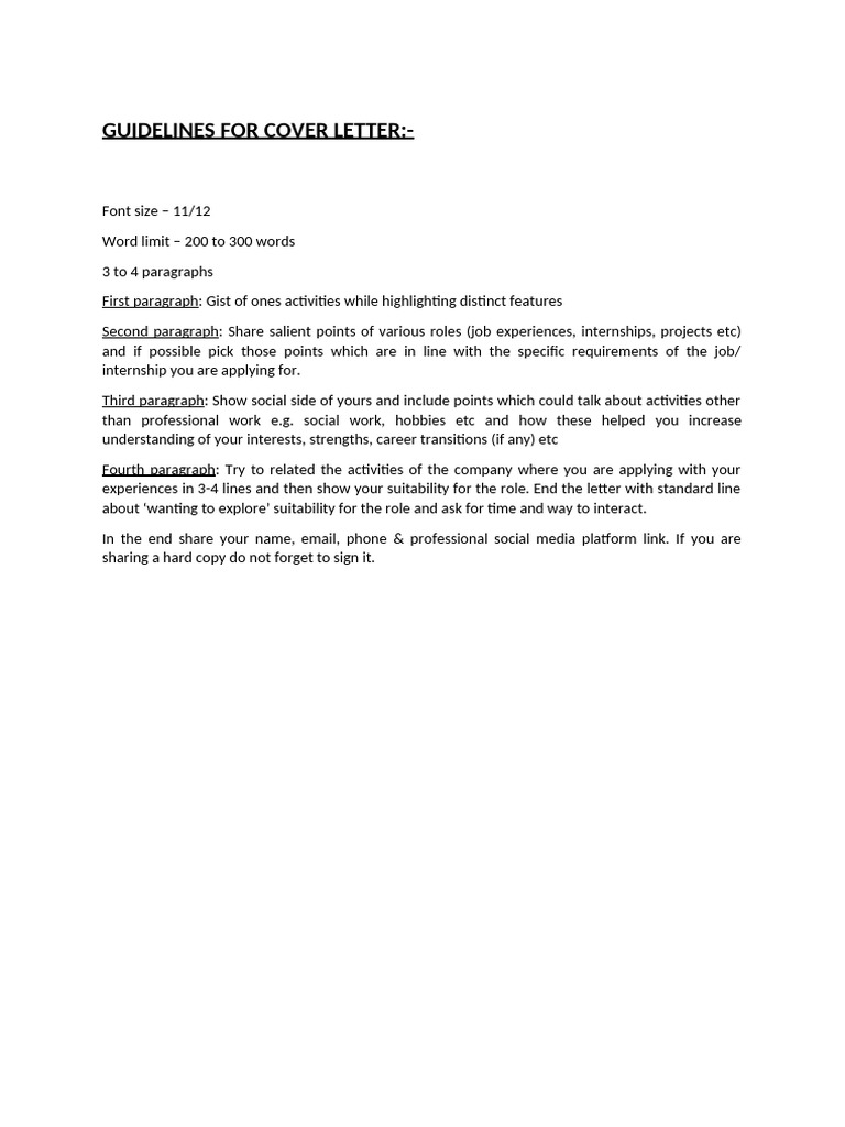 Guidelines & Model Cover Letter | PDF