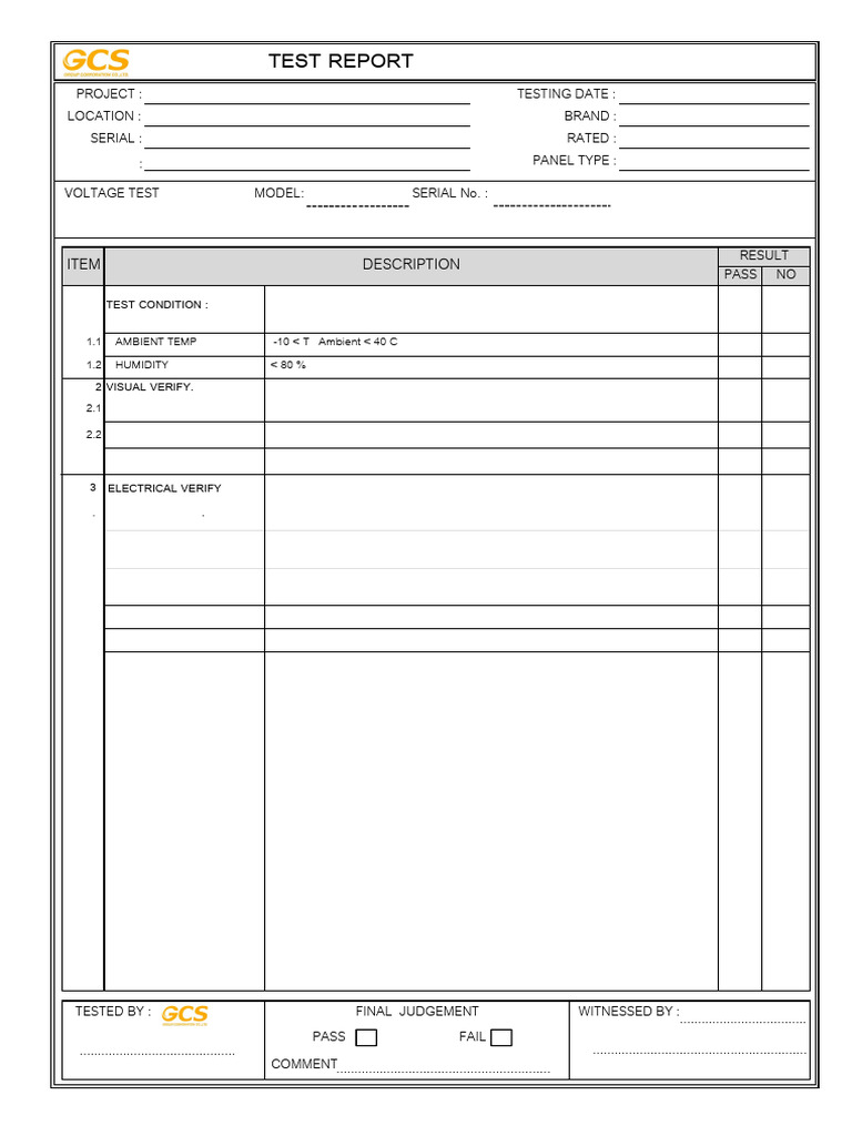Lighting System Voltage Test Report | PDF