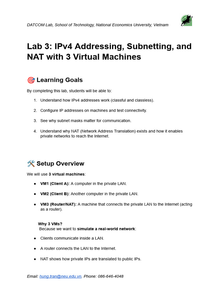 Computer Networks - Lab 3 - IPv4 Addressing, Subnetting, and NAT With 3 ...