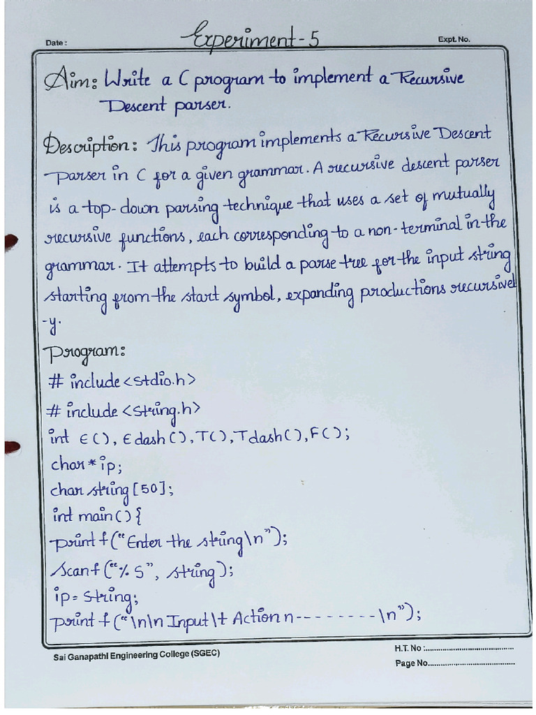 CD Lab Experiment 5 To 9 | PDF