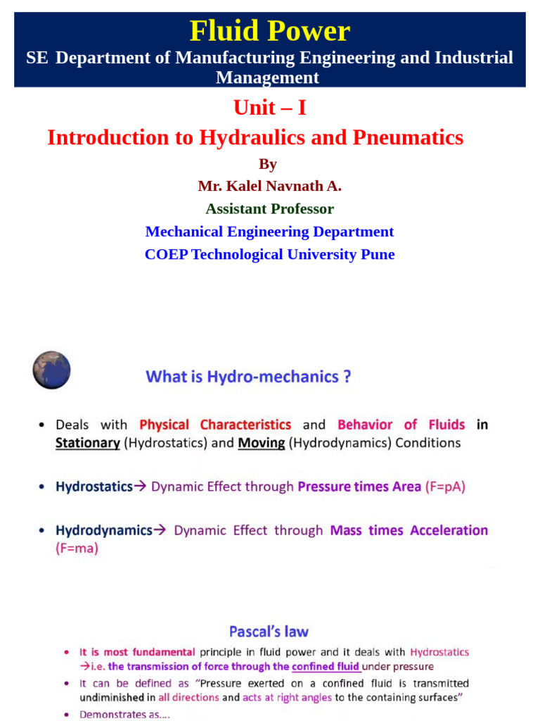 Basic Laws of Fluid Power and Symbols | PDF