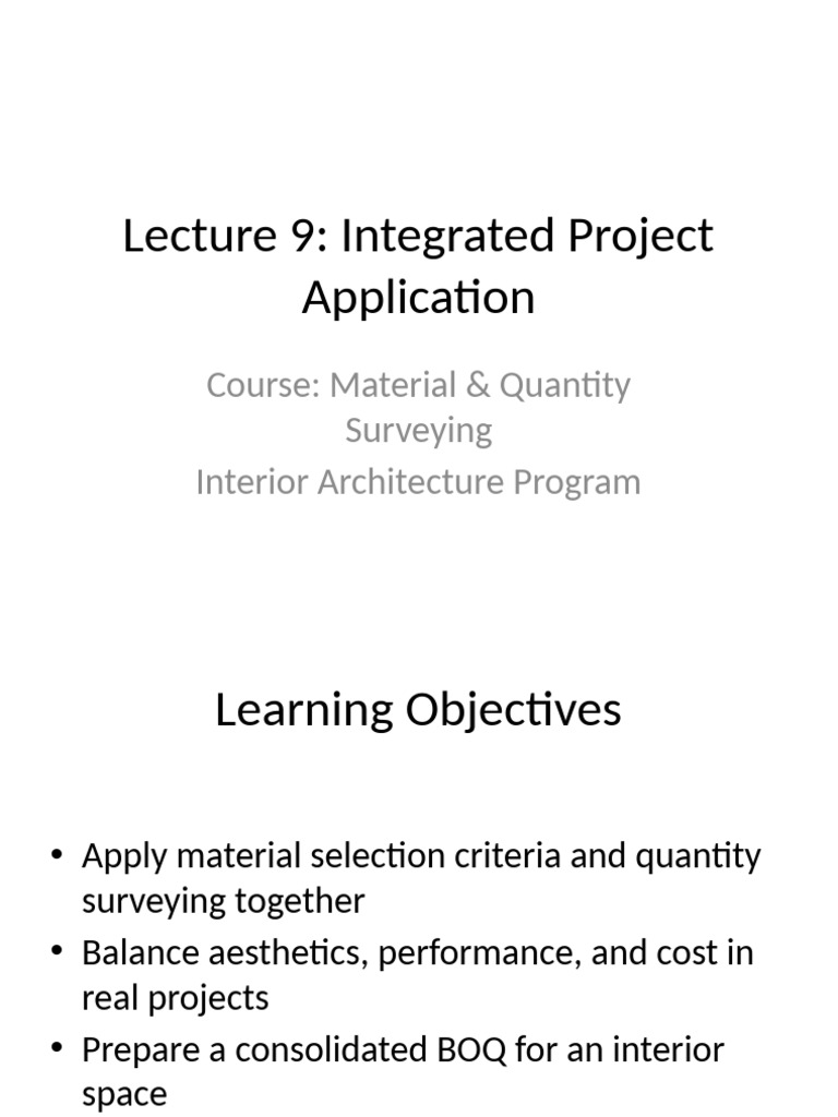 Lecture9 Integrated Project Application | PDF