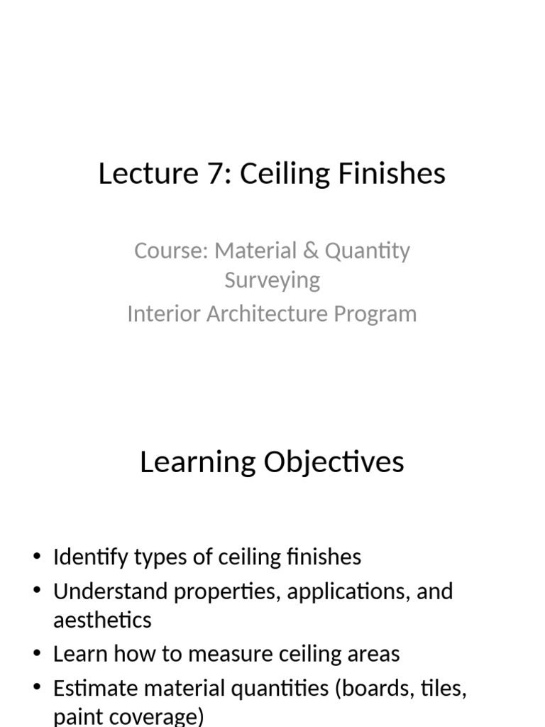 Lecture7 Ceiling Finishes | PDF