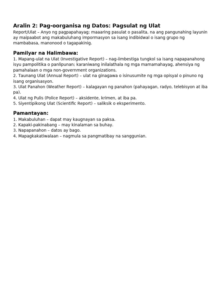 Akademik12 Pagsulat NG Ulat | PDF