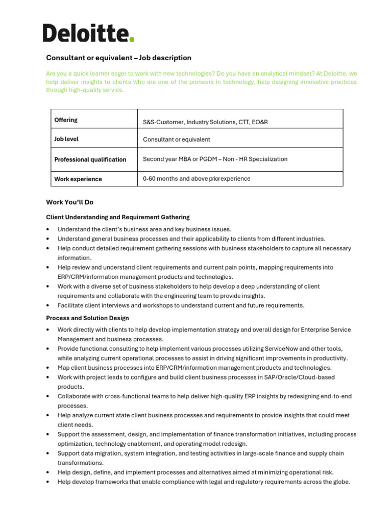 Deloitte US India Consultative Offerings - Consultant or Equivalent ...