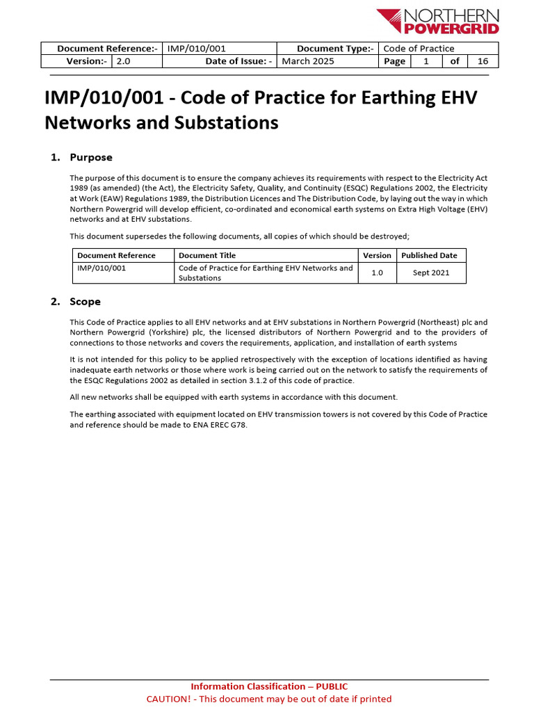 Code of Practice for EHV Earthing | PDF | High Voltage | Electricity
