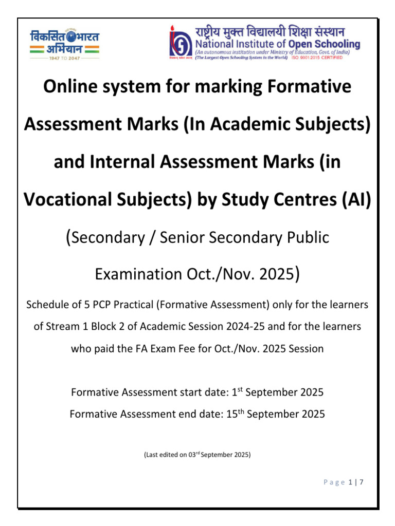 NIOS Formative Assessment Marking Guide | PDF | Computing | Software