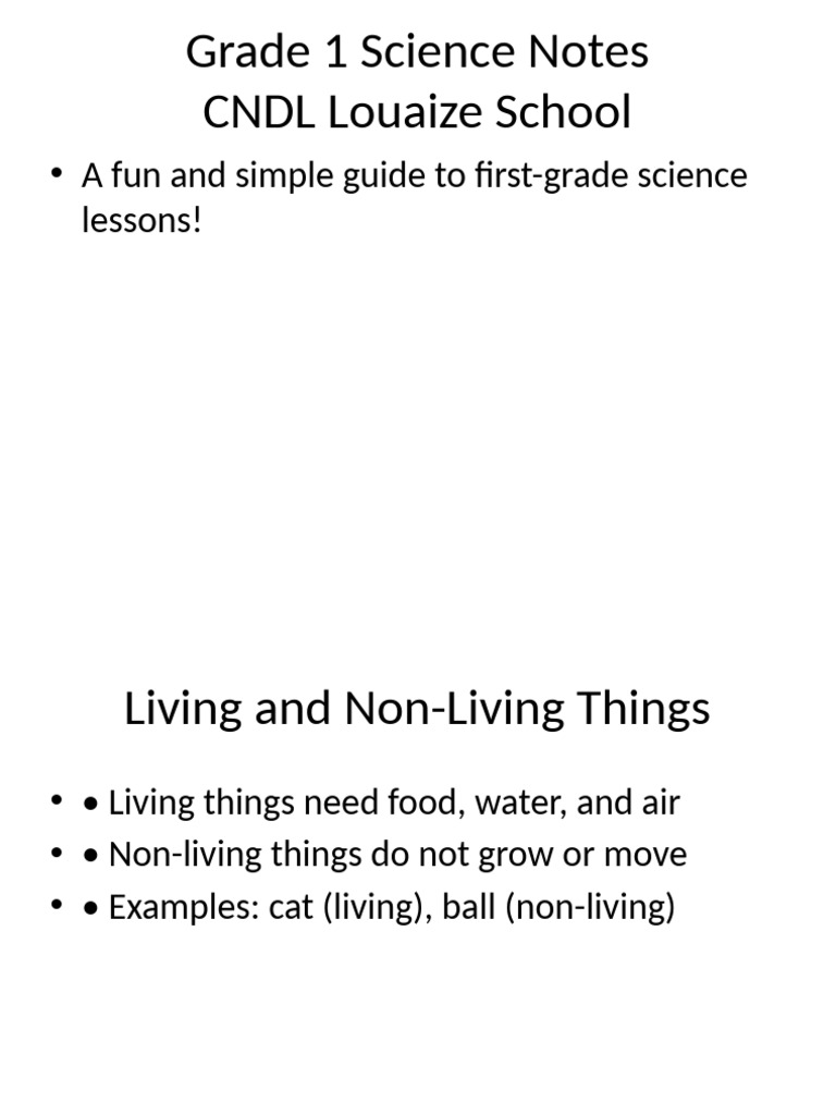 Grade 1 Science Notes Guide | PDF