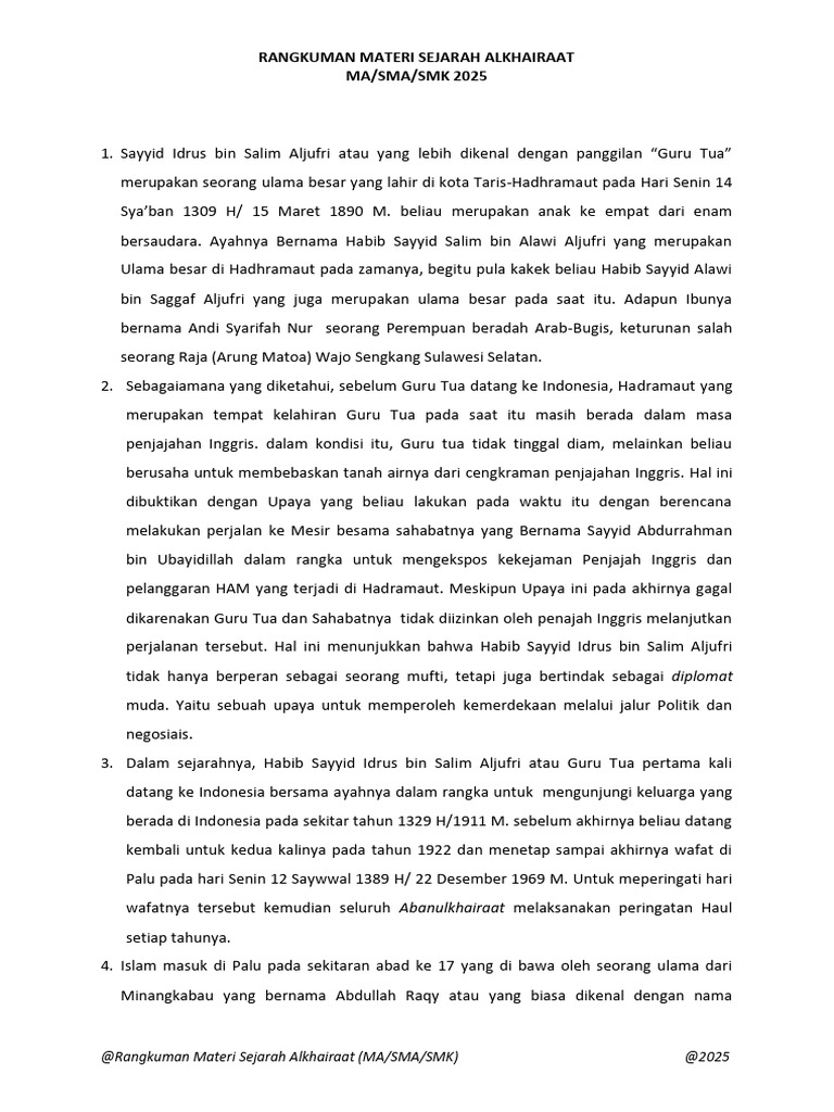 Sejarah dan Peran Alkhairaat di Palu | PDF