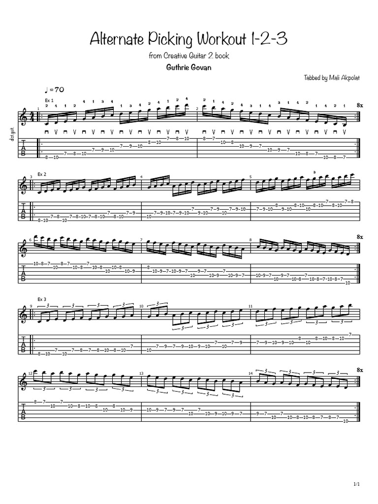 Alternate Picking Workout 1-2-3 | PDF