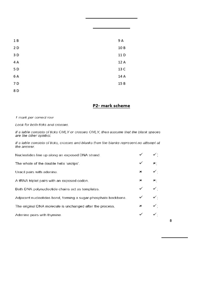 Genetic Control Mark Scheme Analysis | PDF | Dna Replication | Dna