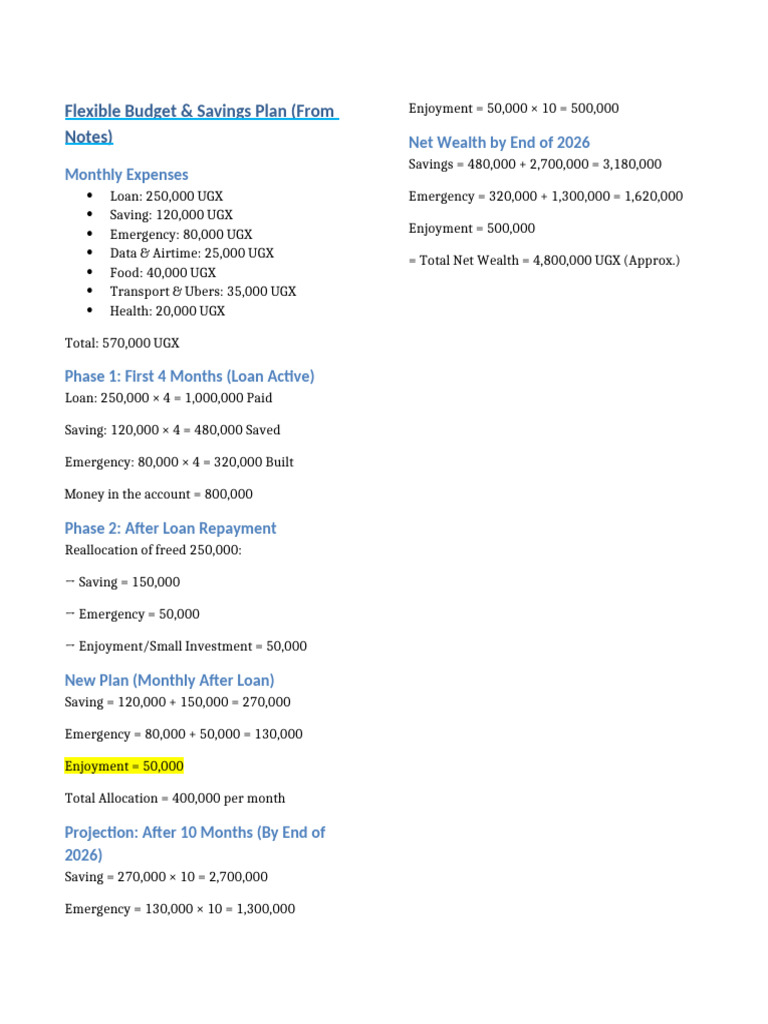 Handwritten Budget Savings Plan | PDF