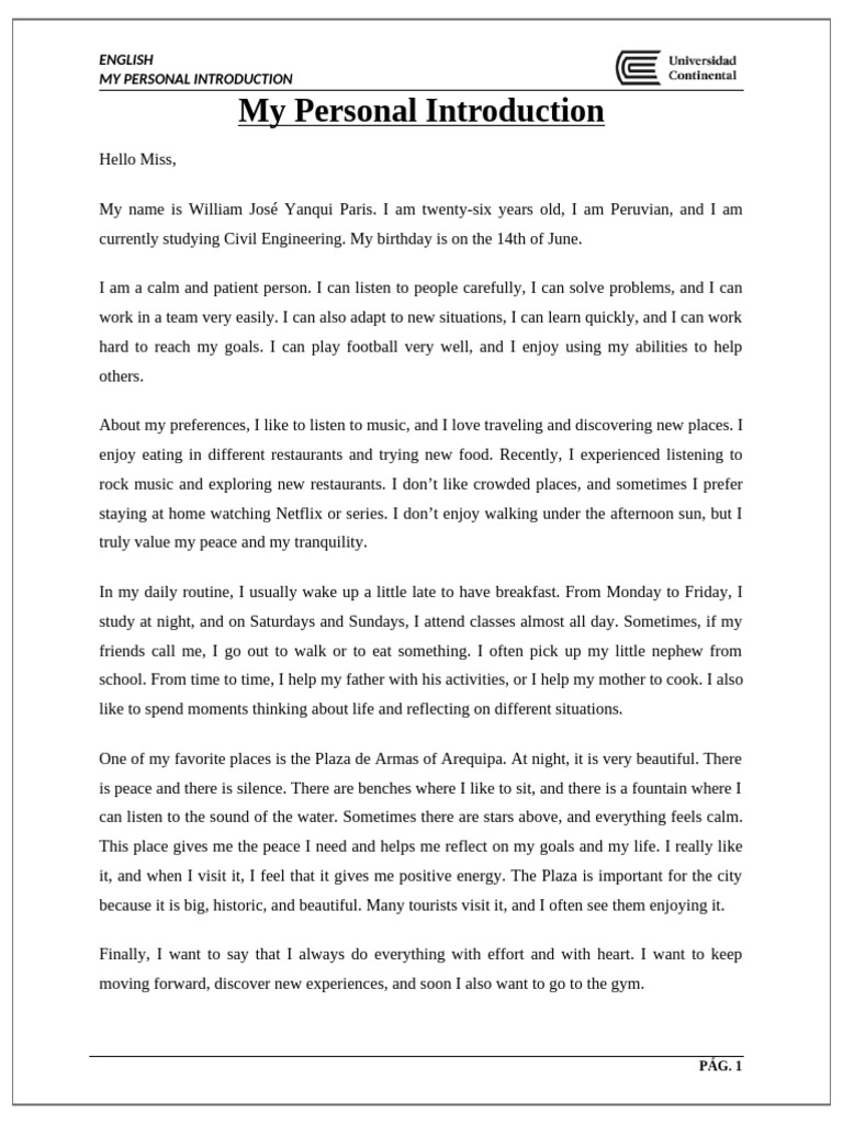 My Personal Introduction | PDF